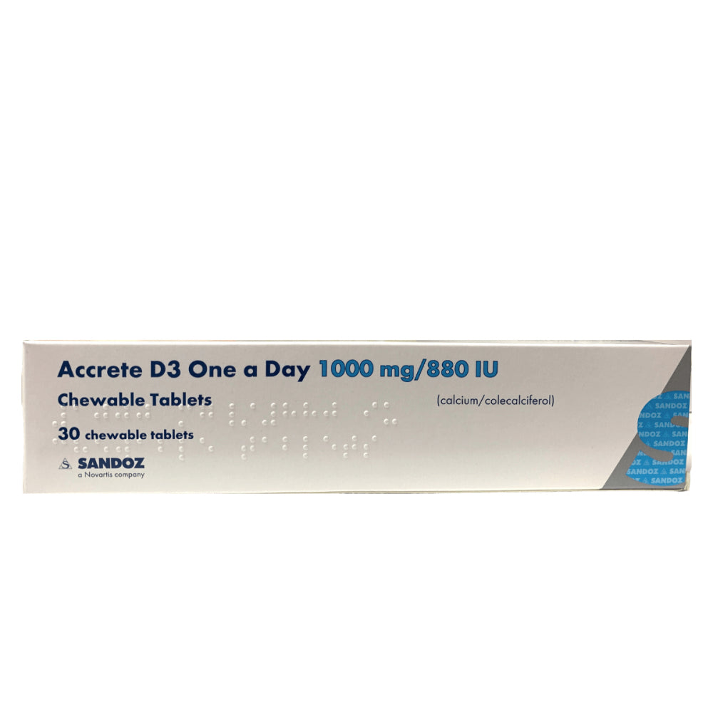 Accrete D3 chewable tablets 1000mg/880iu - pack of 30 (P) – Marks Tey ...
