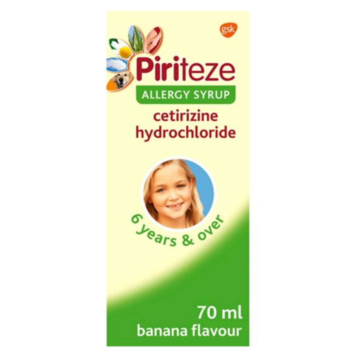 Piriteze Antihistamine Allergy Relief Syrup for Kids Sugar Free Banana ...