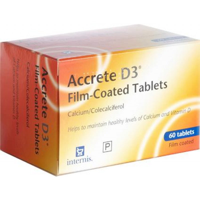 Accrete D3 Film Coated Tablets 600mg/400iu - pack of 60 (P) – Marks Tey ...