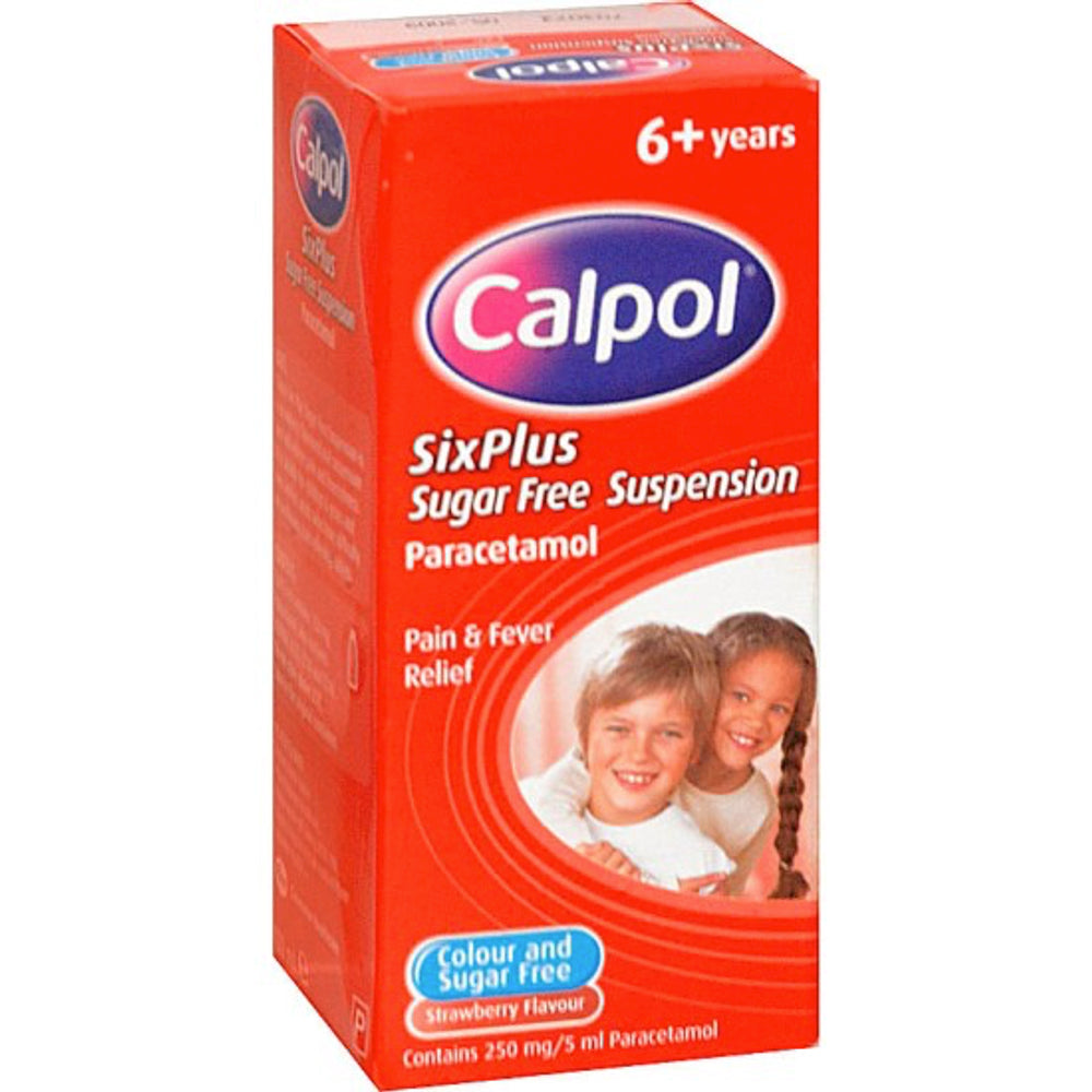 Calpol Six Plus Sugar & Colour Free Suspension Strawberry Flavour 100m ...